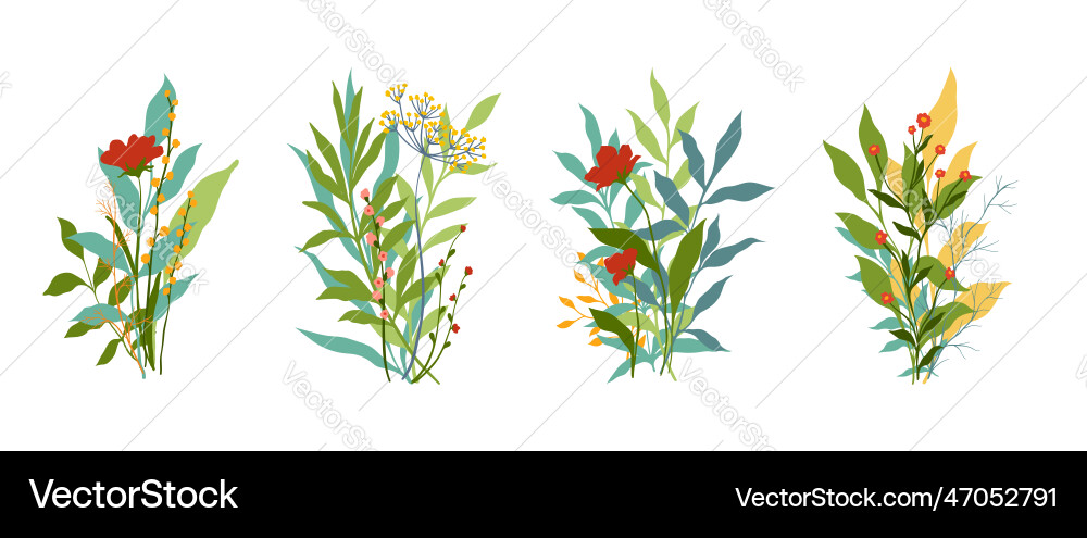 Creative minimalist abstract art wild flowers Vector Image