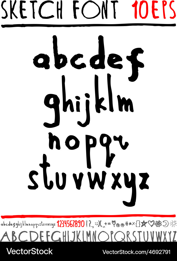 English handwriting alphabet figures Royalty Free Vector