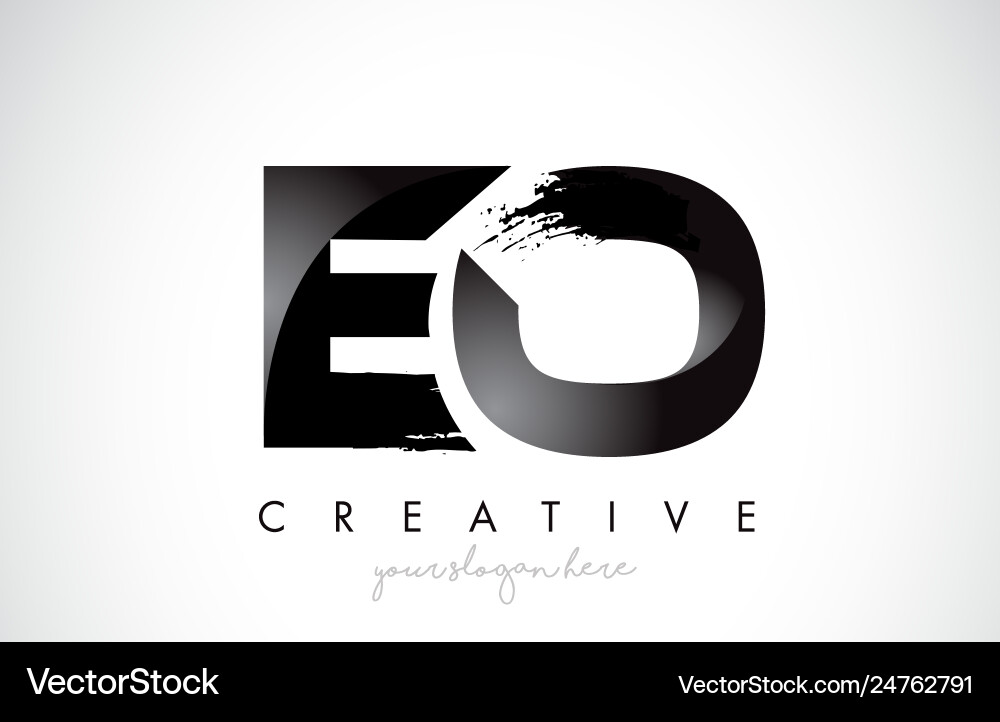Eo letter design with brush stroke and modern 3d Vector Image