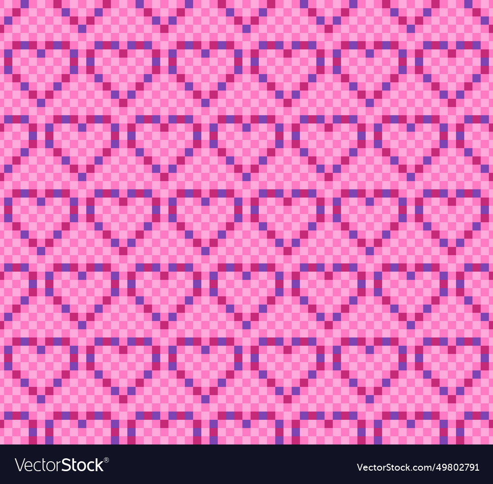 Pixel heart seamless pattern Royalty Free Vector Image