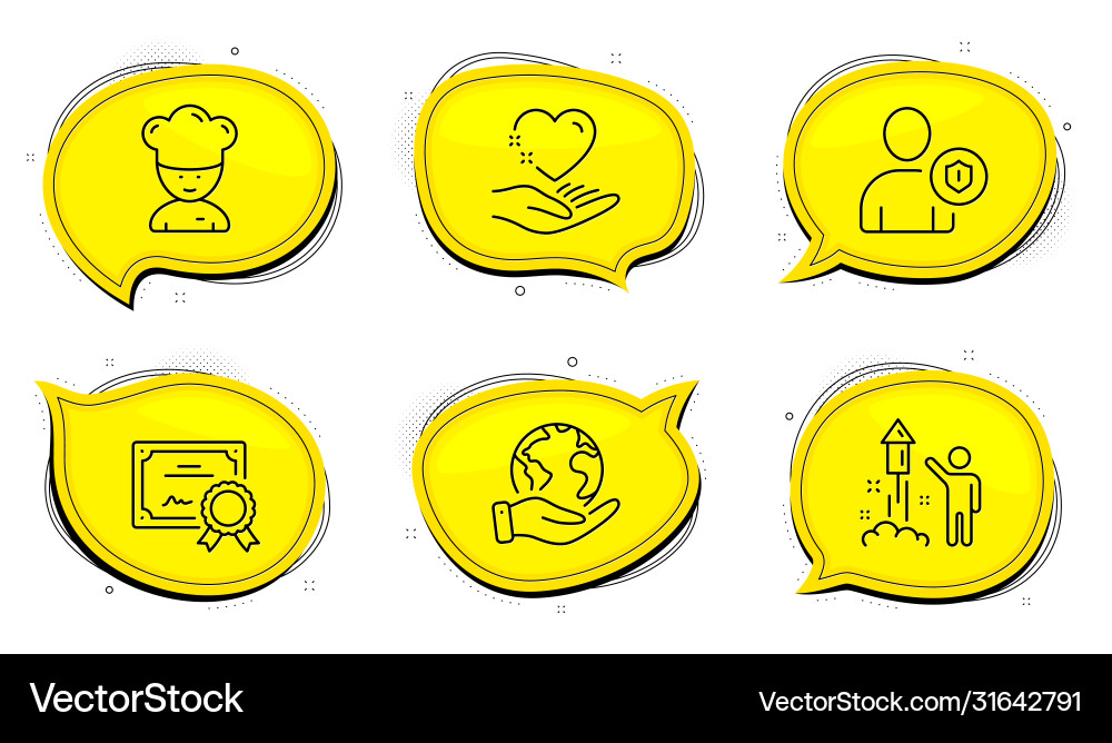 Security cooking chef and hold heart icons set Vector Image