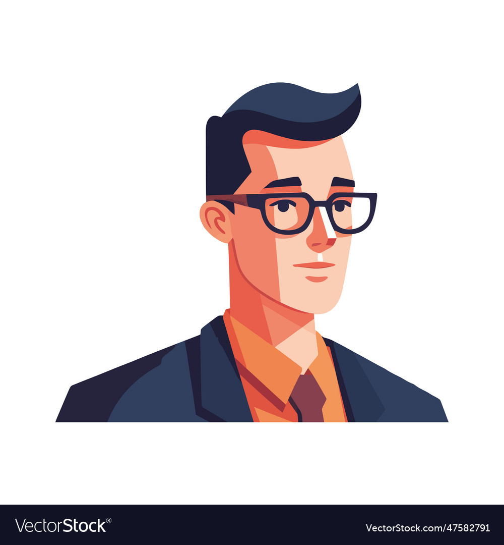 Successful Man In Blue Suit And Glasses Royalty Free Vector