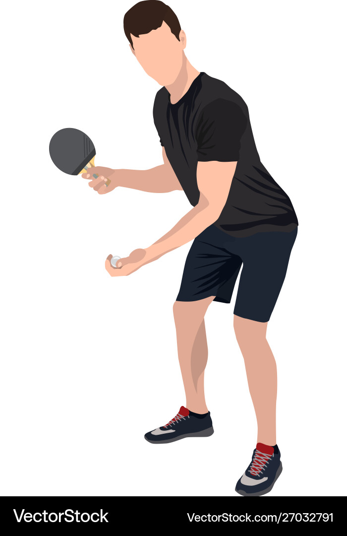 Table tennis player with ball and racket Vector Image