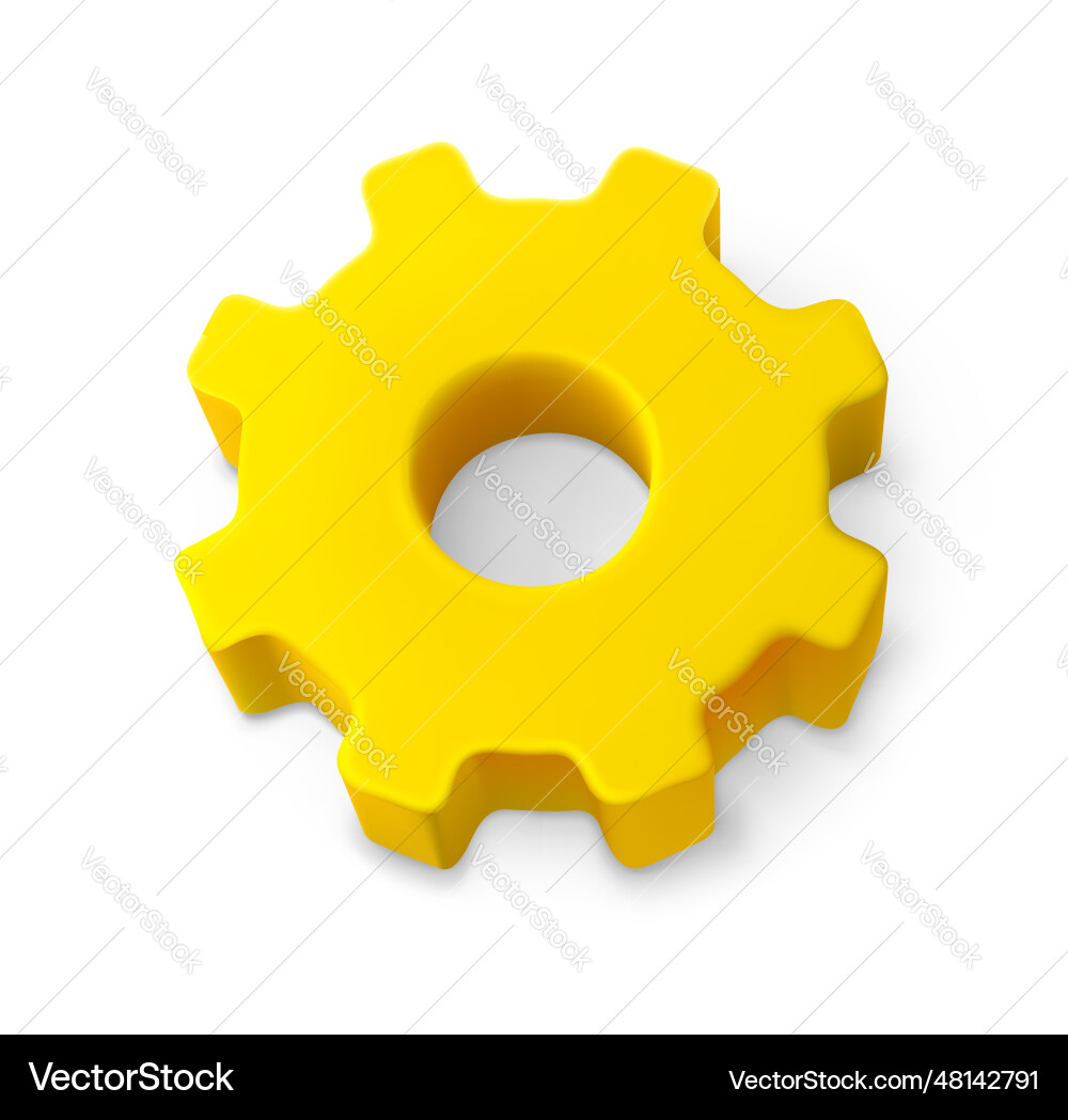 Yellow gear wheel for machinery Royalty Free Vector Image