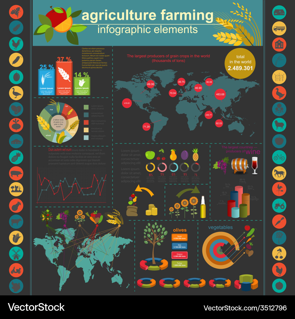 Agriculture farming infographics Royalty Free Vector Image