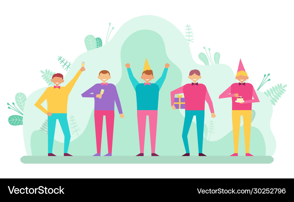 Birthday party group people celebrating Royalty Free Vector