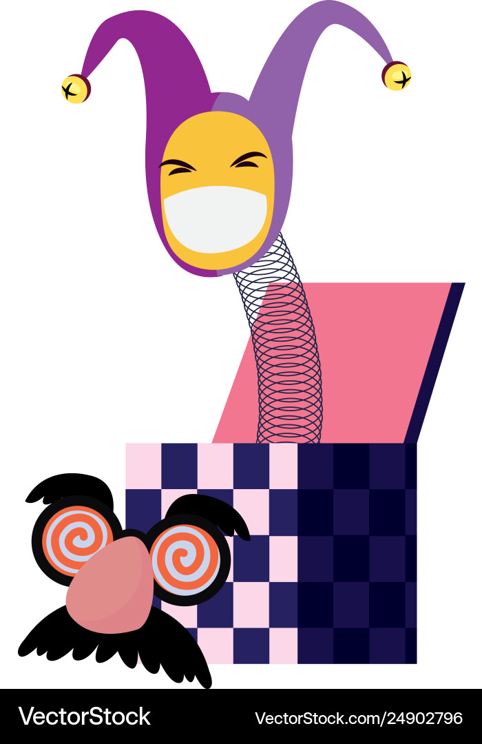 Emoji in box april fools Royalty Free Vector Image