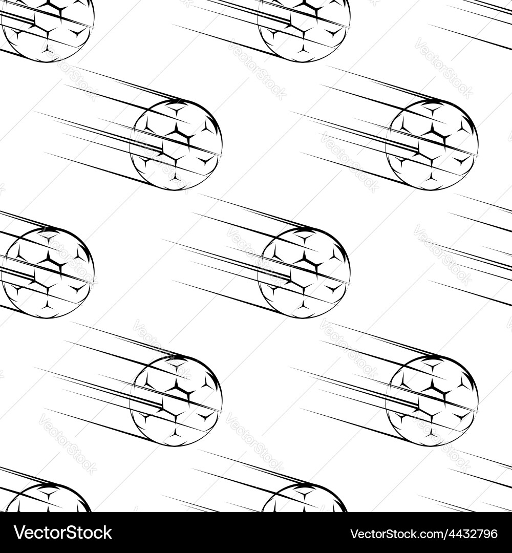 Flying soccer balls with motion trails seamless Vector Image