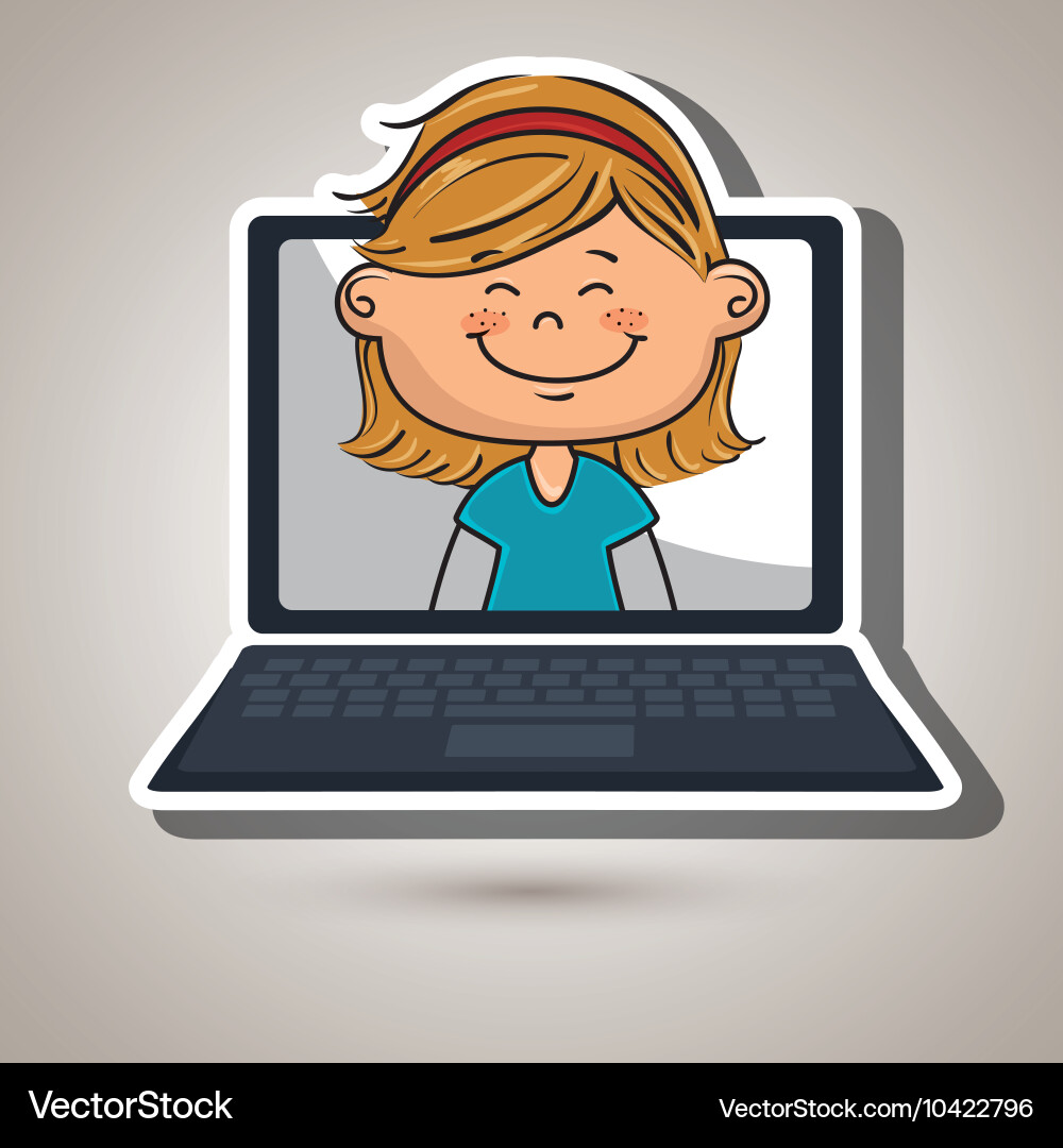 Girl laptop student cap Royalty Free Vector Image