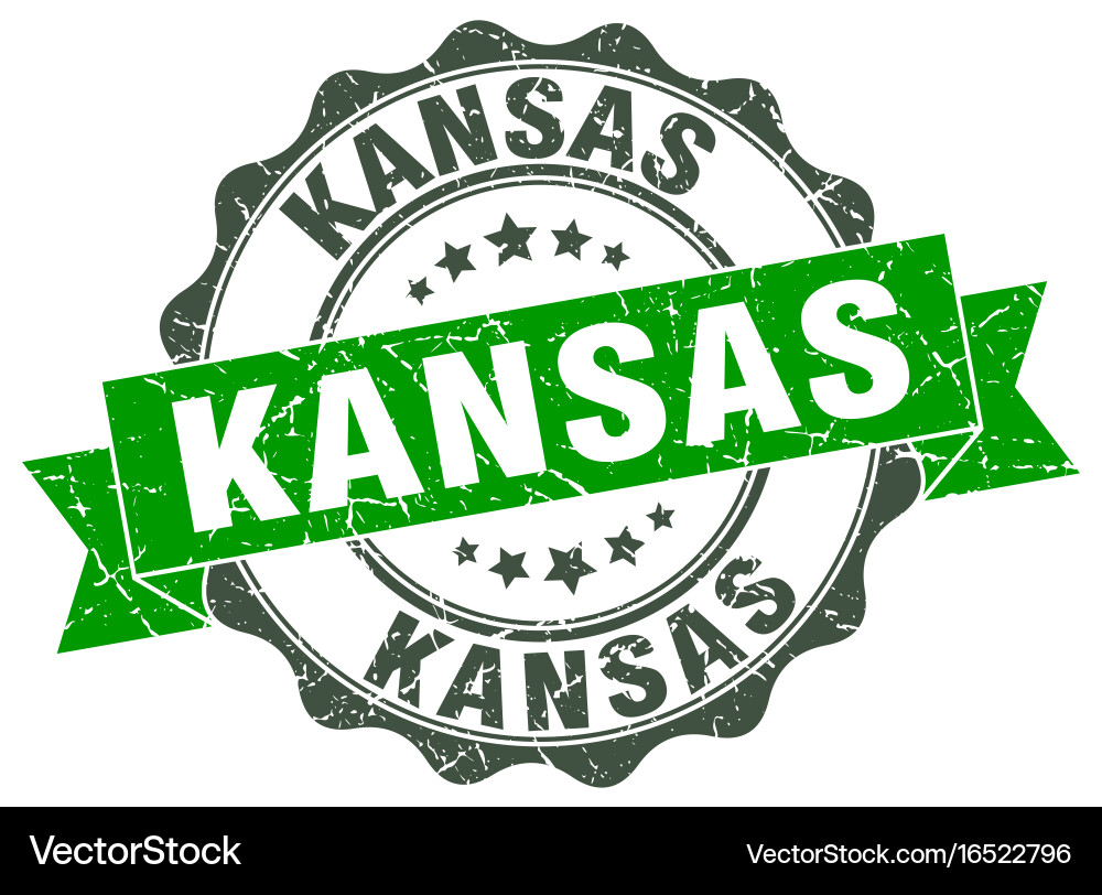 Kansas round ribbon seal Royalty Free Vector Image