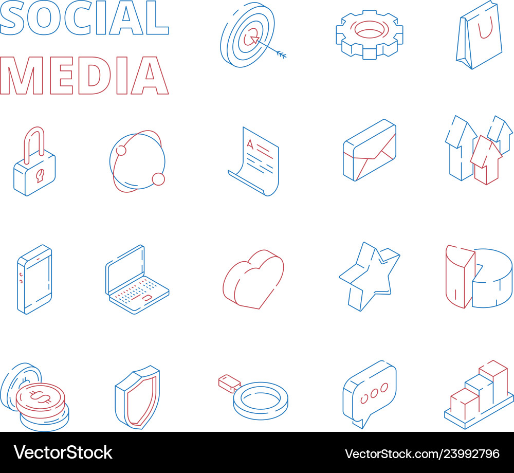 Marketing isometric icon web social media network Vector Image