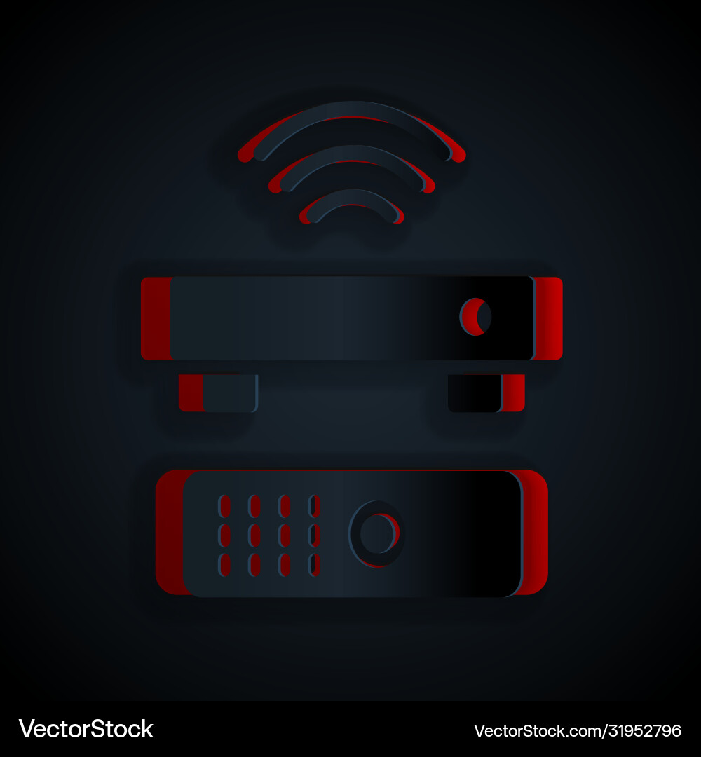 Paper cut wireless multimedia and tv box receiver Vector Image