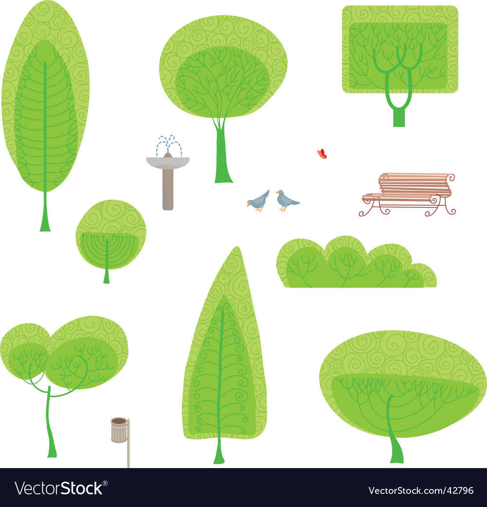 Park set Royalty Free Vector Image - VectorStock