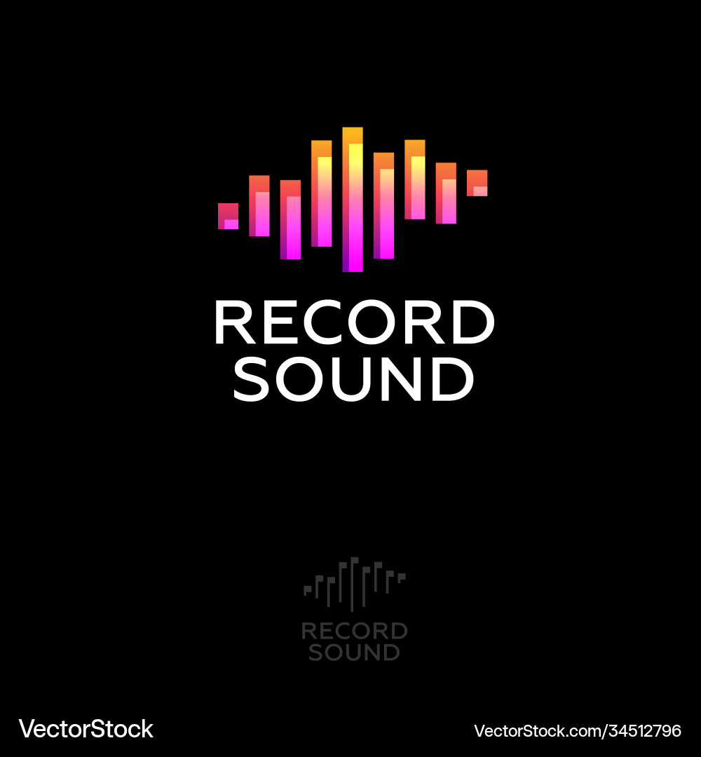 Recording sound studio logo music emblem Vector Image