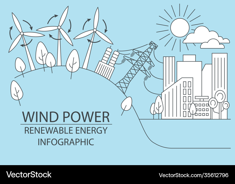Renewable energy infographic wind power station Vector Image