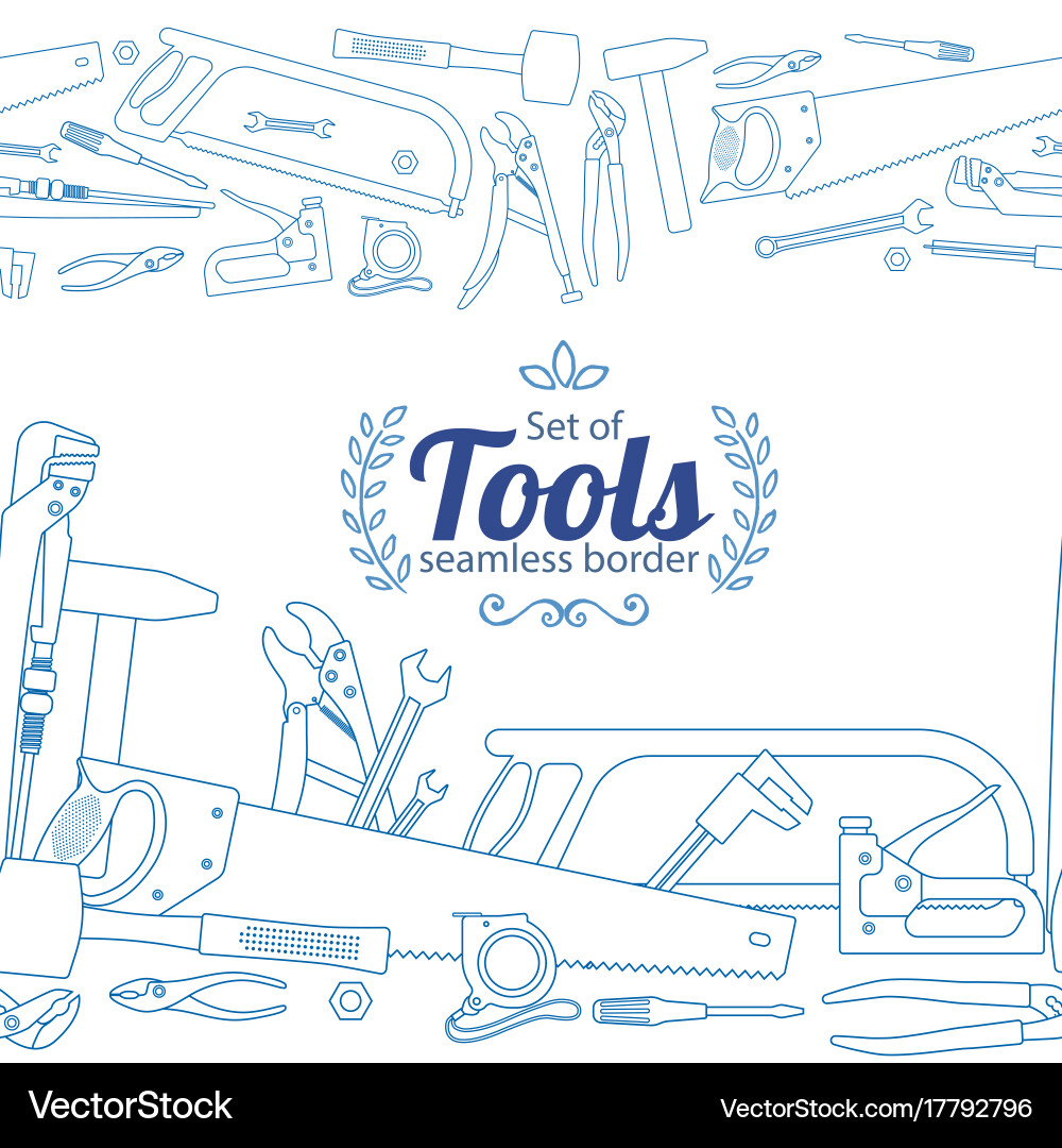 Seamless horizontal borders of repair tools Vector Image