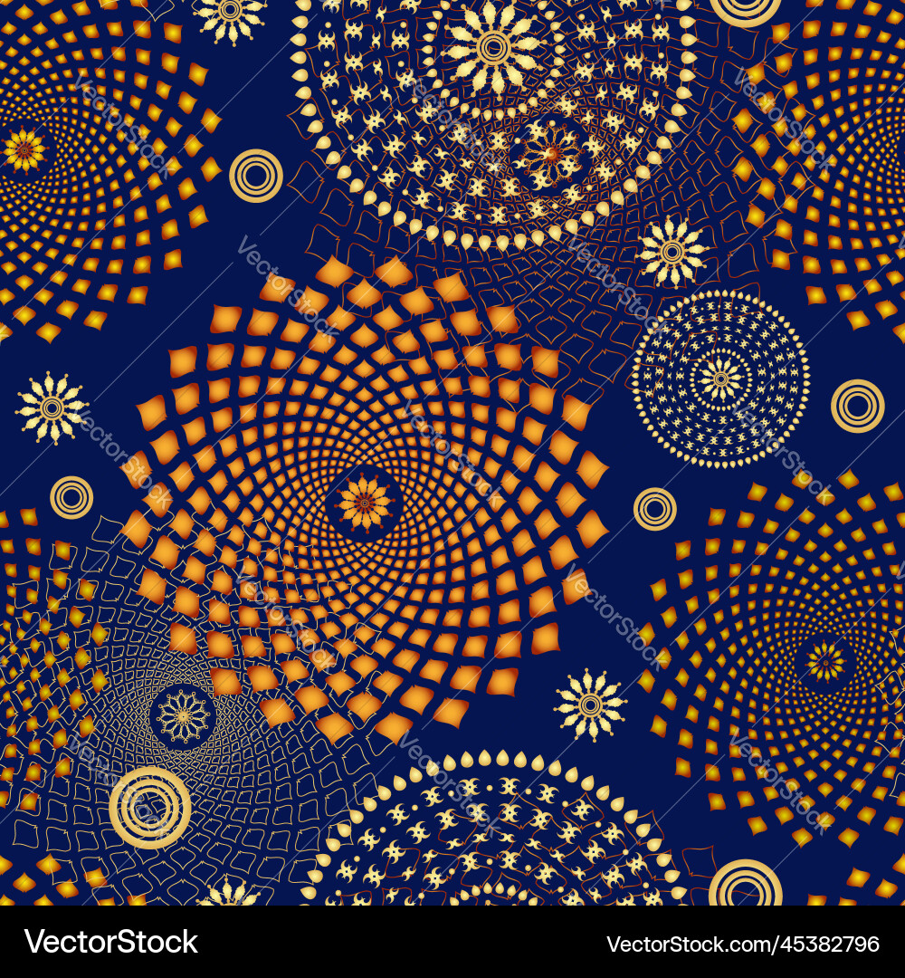 Seamless pattern with lacy golden vintage circles Vector Image