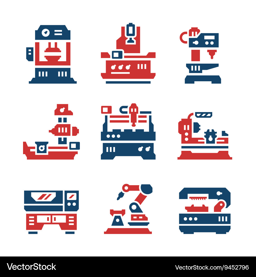 Set color icons of machine tool Royalty Free Vector Image