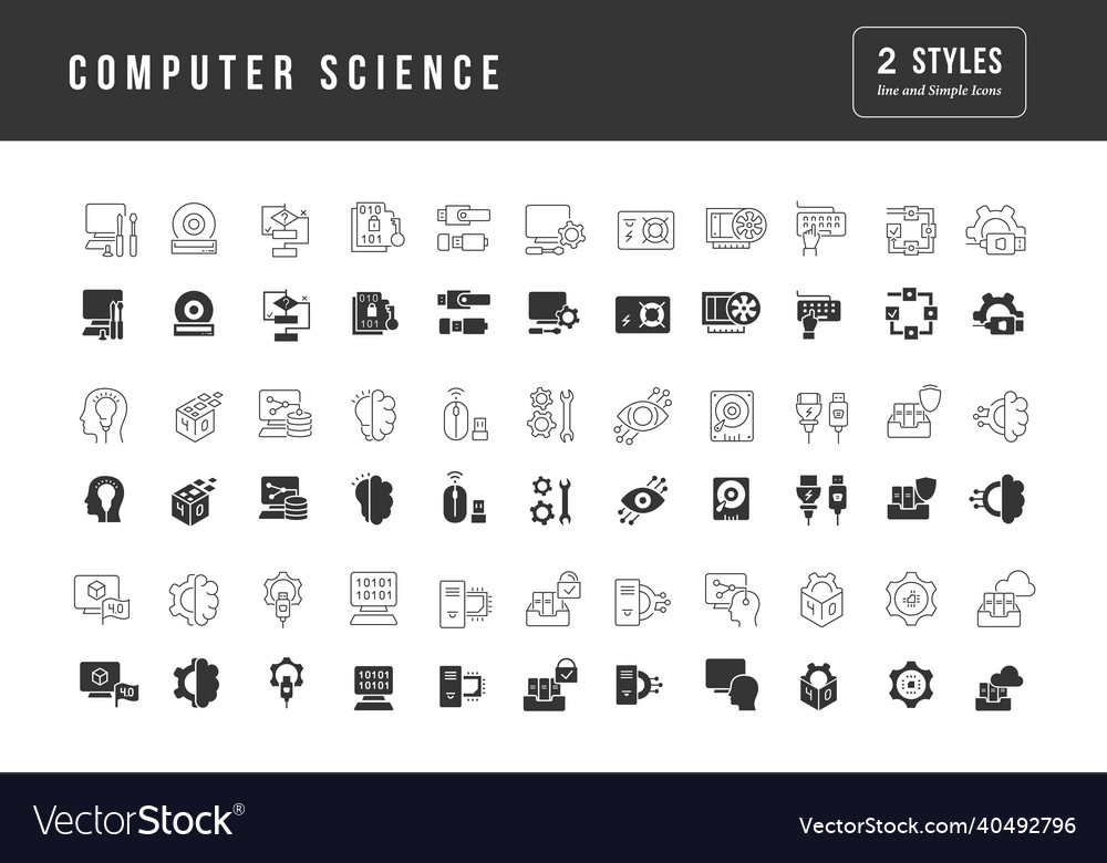 Set of simple icons computer science Royalty Free Vector