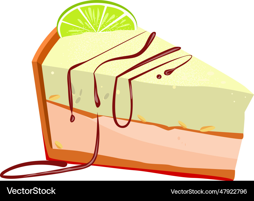 Slice of key lime cake with peanut Royalty Free Vector Image
