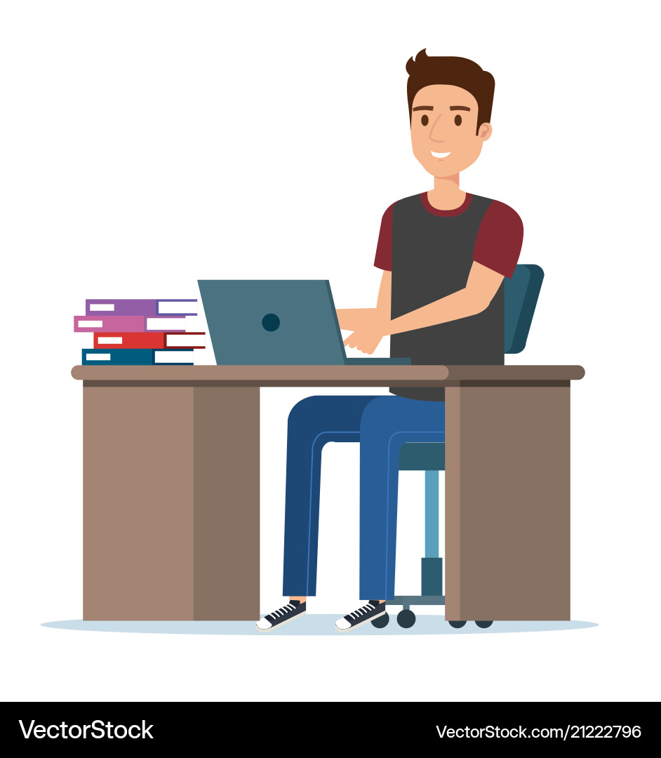 Young man in the workplace avatar character Vector Image