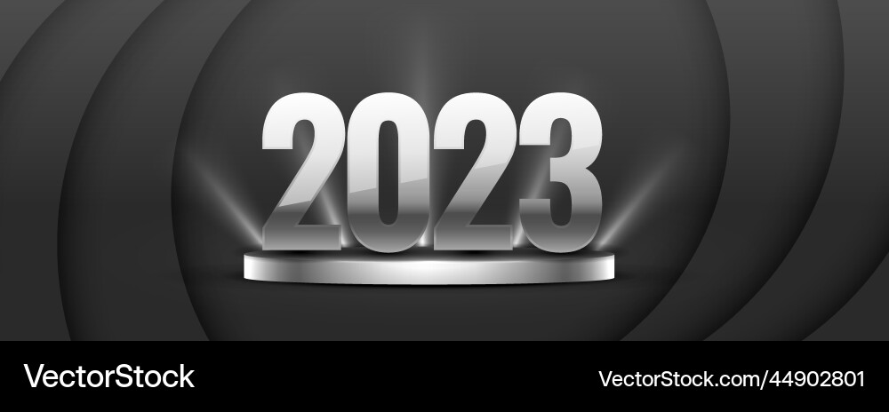 2023 new year event banner with 3d podium platform