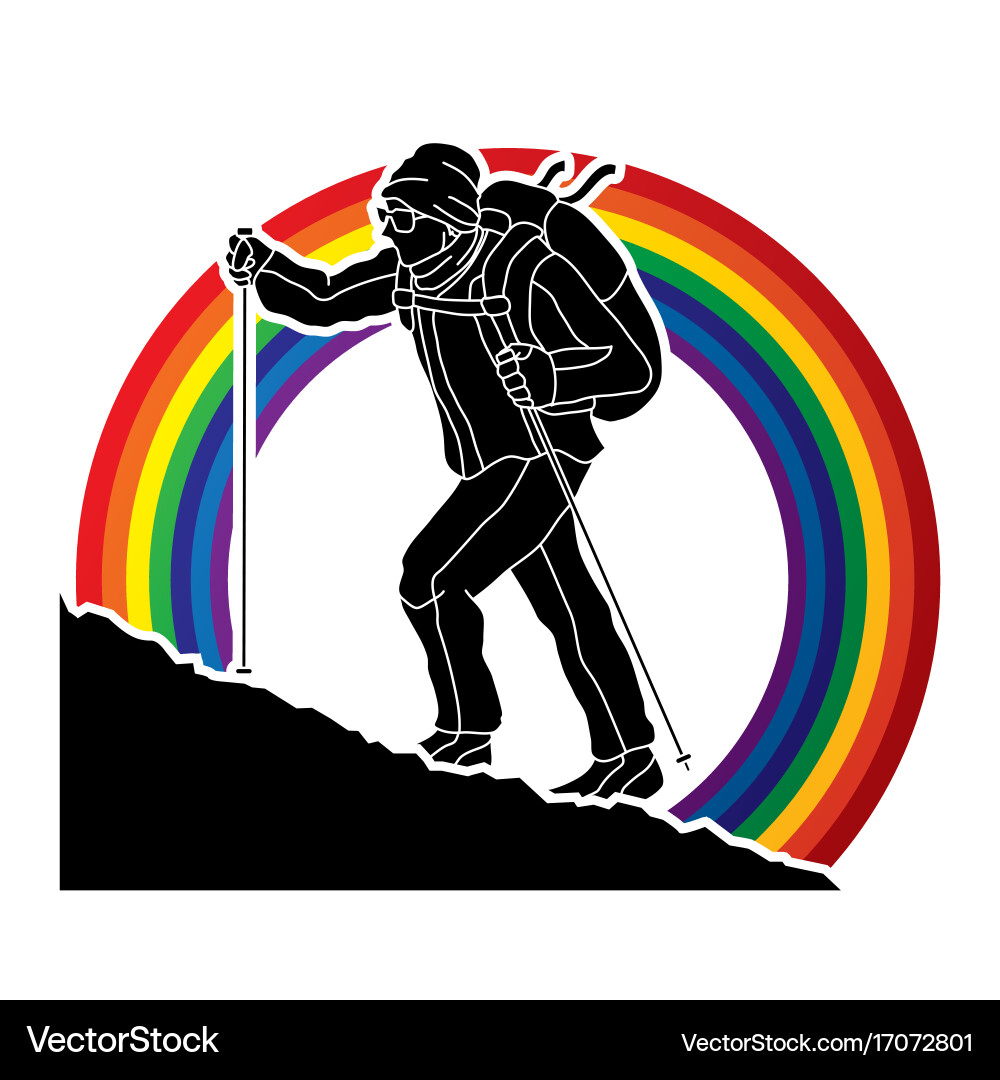 A man hiking on the mountain Royalty Free Vector Image