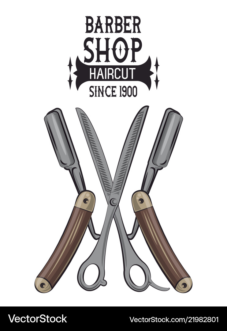 Barbershop vintage emblem Royalty Free Vector Image
