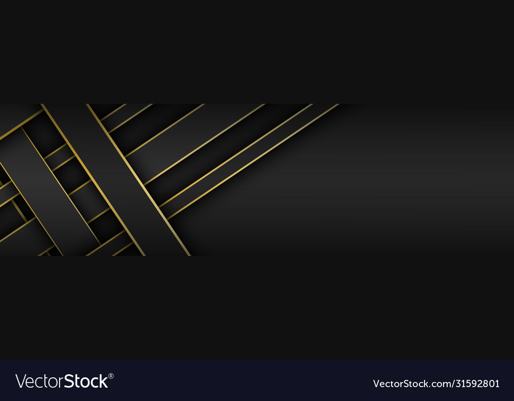 Black and gold overlapped stripes header Vector Image