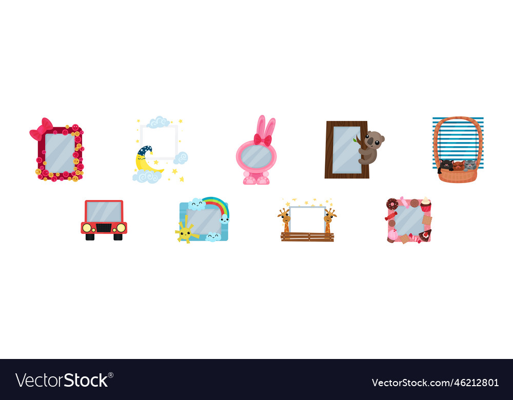 Cute photo frames and border for picture and Vector Image