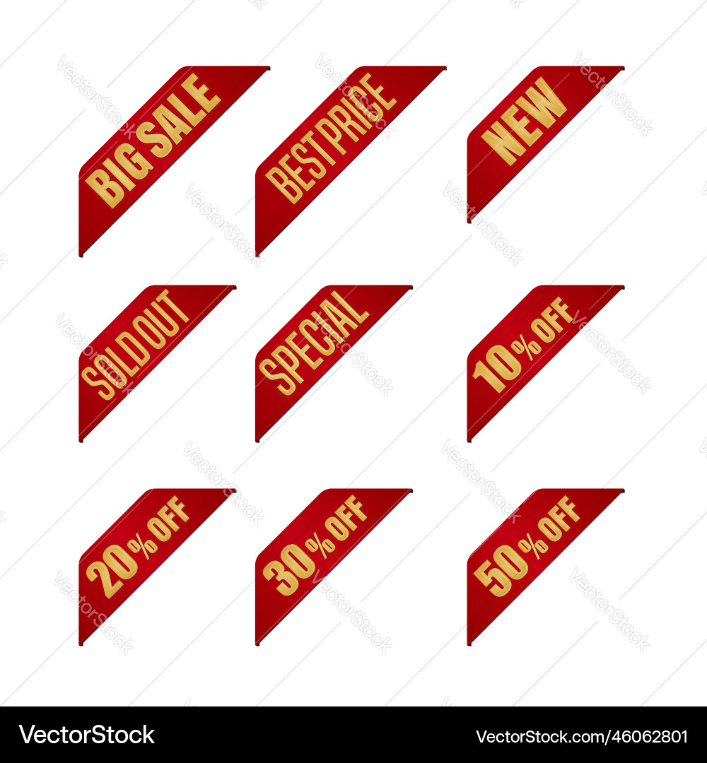 Discount sale icon set for ecommerce site etc Vector Image
