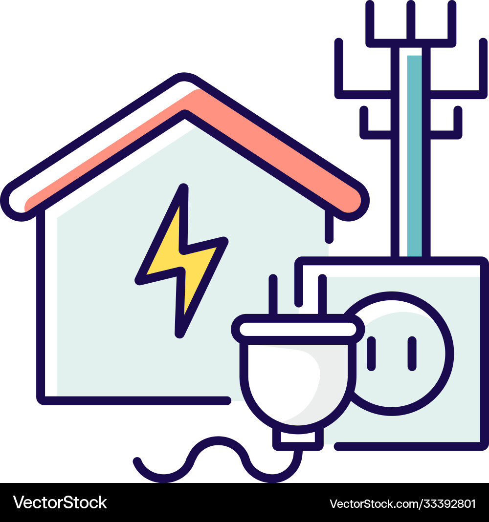 Electricity connection rgb color icon Royalty Free Vector