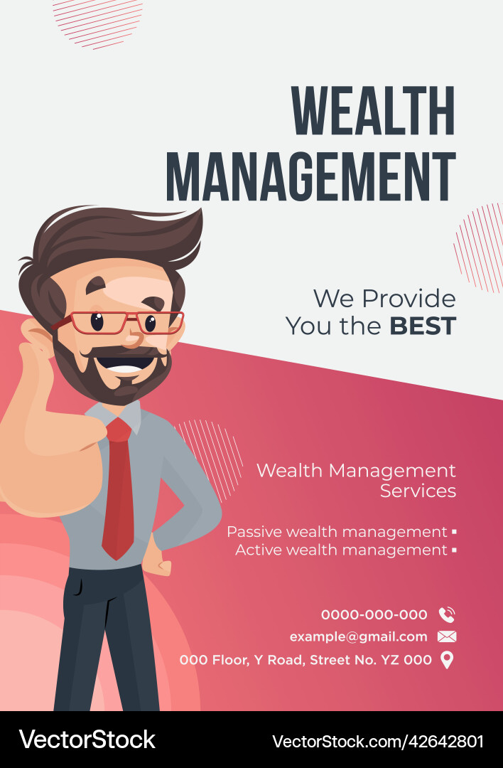 Flyer design of wealth management Royalty Free Vector Image