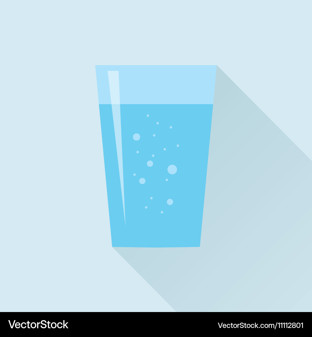 Glass of fresh water flat icon Royalty Free Vector Image