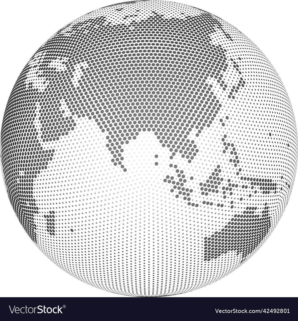 Globe shape world map created from dots Royalty Free Vector
