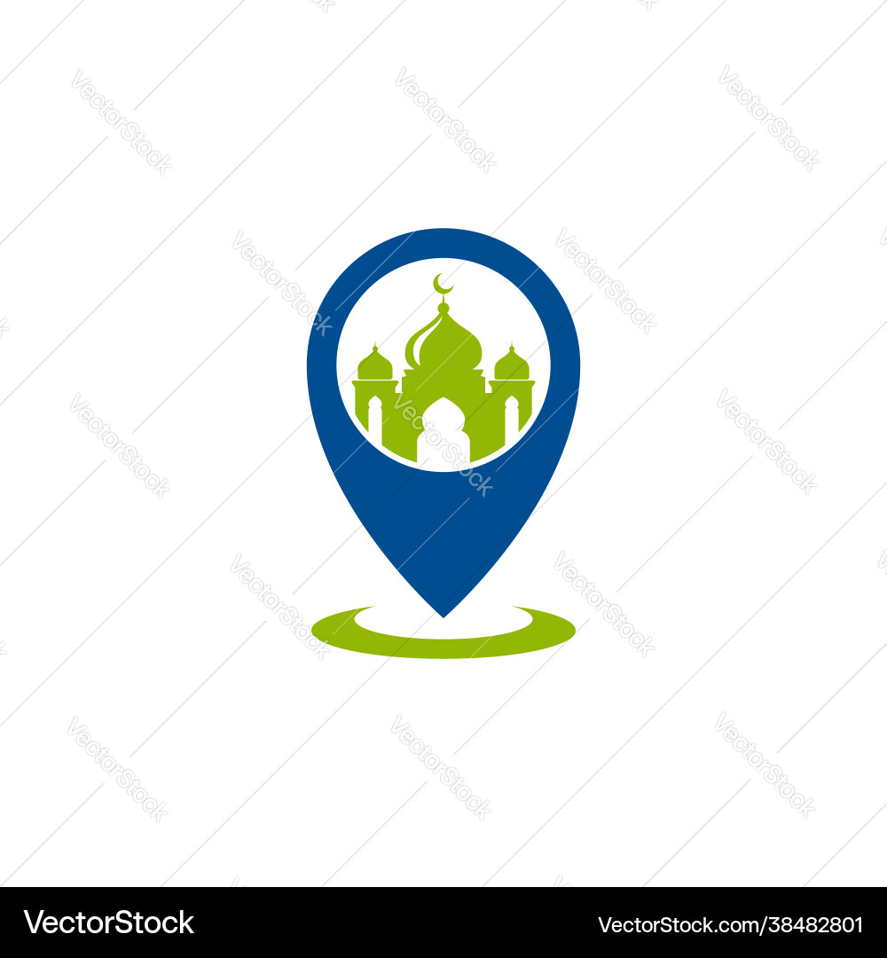 Mosque sign icon design template isolated on pin Vector Image