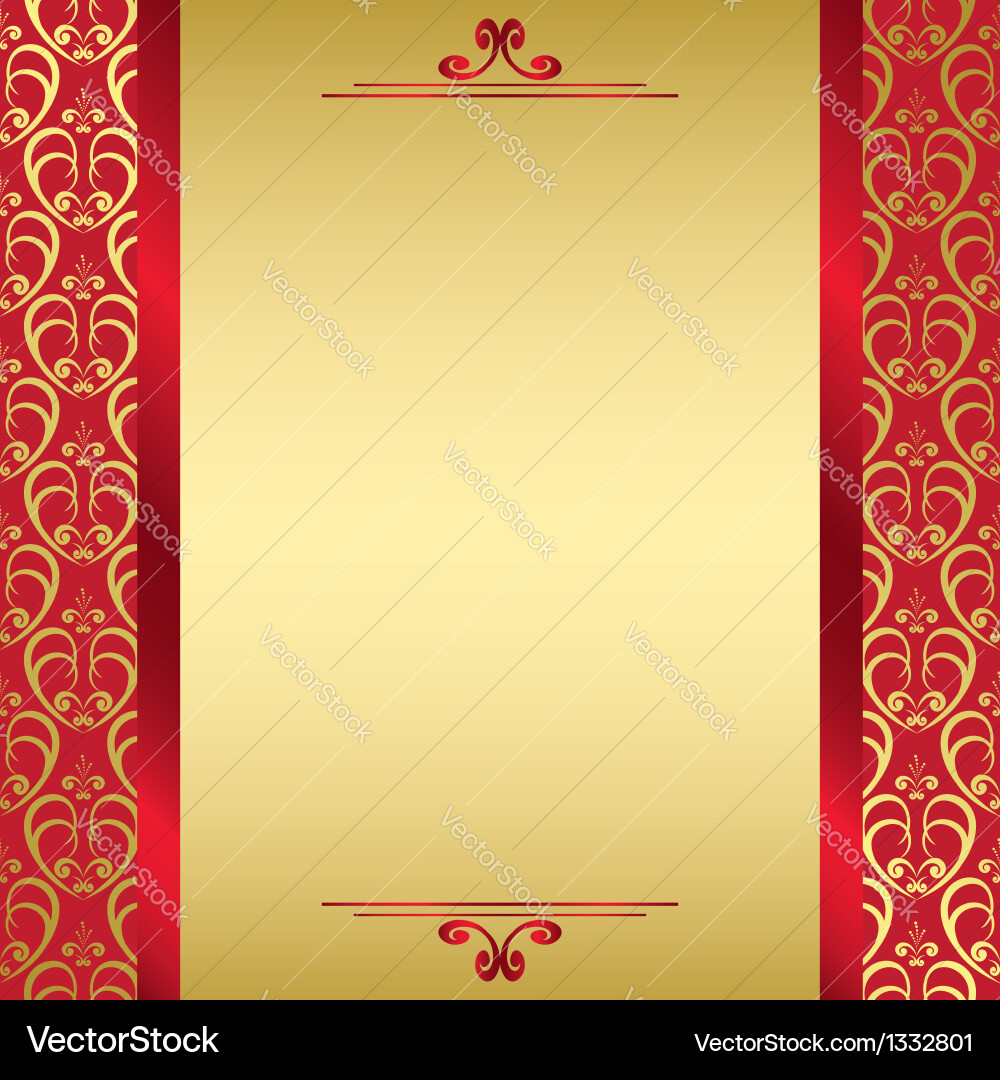 Red golden card with ribbons Royalty Free Vector Image