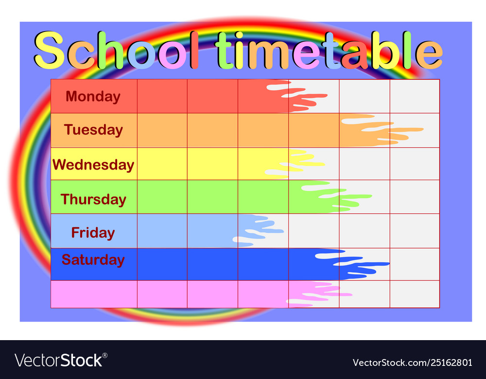 School timetable with paint cans Royalty Free Vector Image