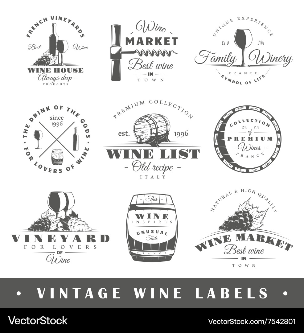 Set of vintage wine labels Royalty Free Vector Image