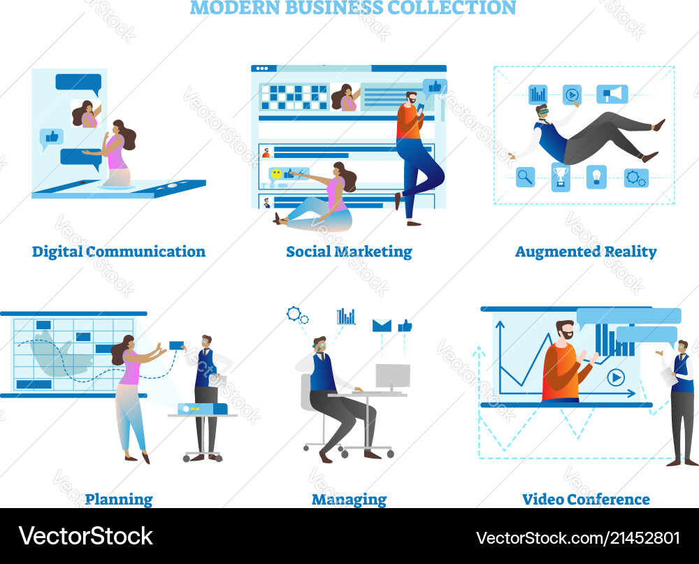 Simple business concept scenes with office people Vector Image
