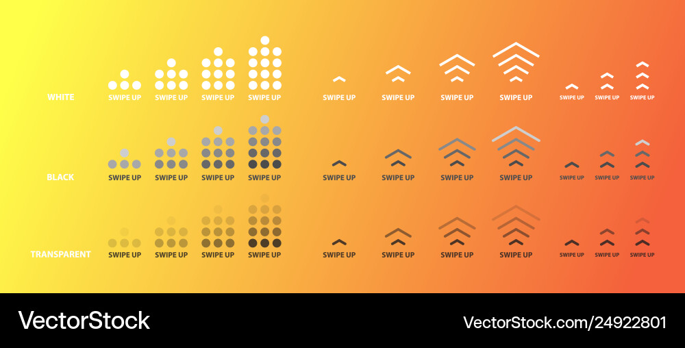 Swipe up with white black and transcend icons Vector Image