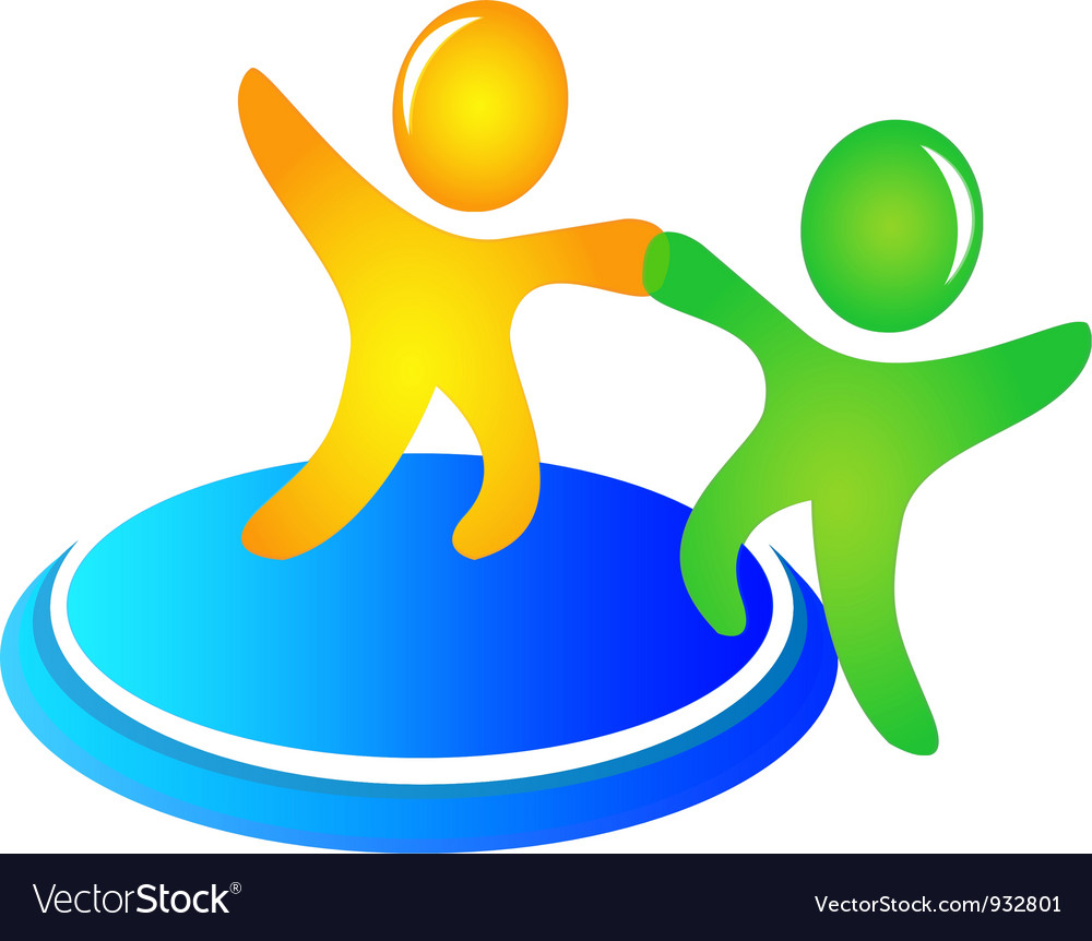 Teamwork helping logo Royalty Free Vector Image