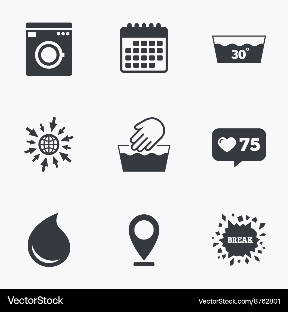 Wash icons Machine washable at thirty degrees Vector Image