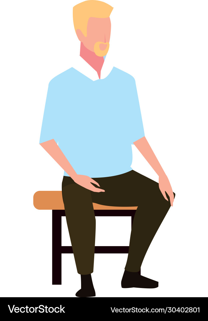 Young man sitting in chair on white background Vector Image