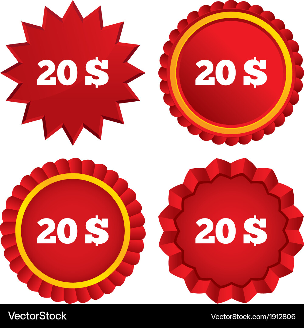 20 dollars sign icon usd currency symbol Vector Image