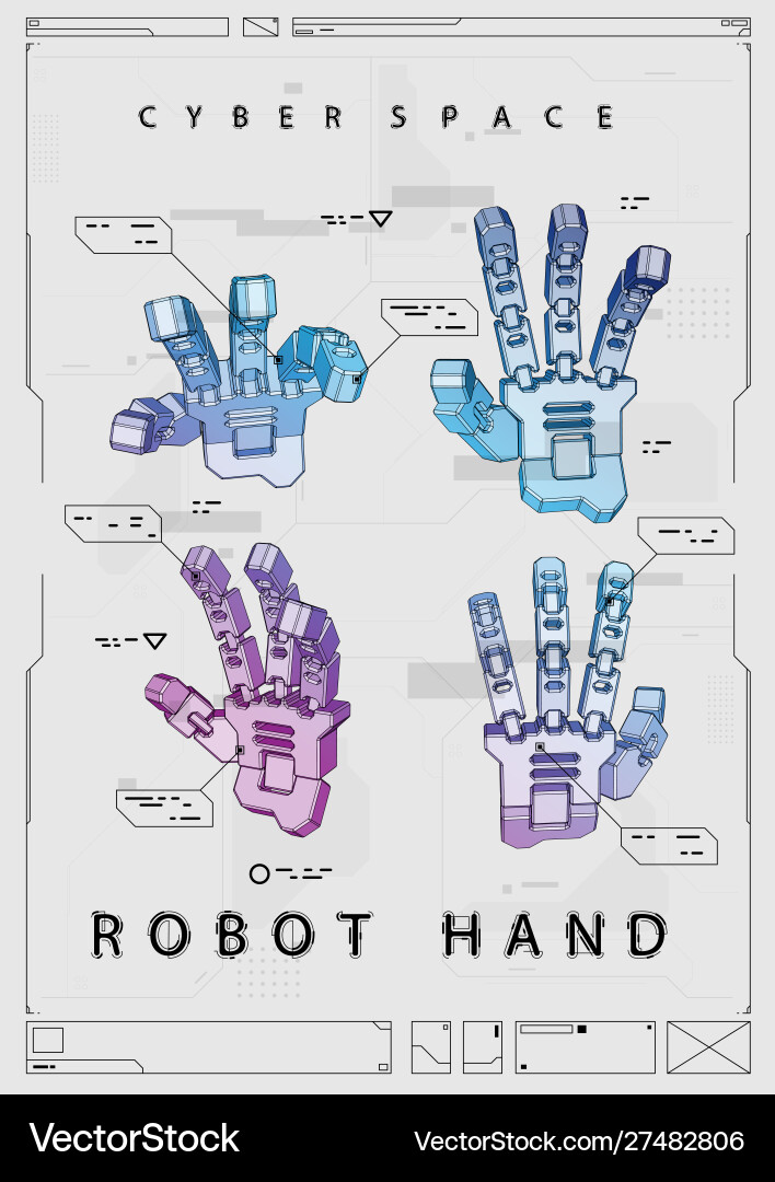 Abstract futuristic poster with robot hand Vector Image