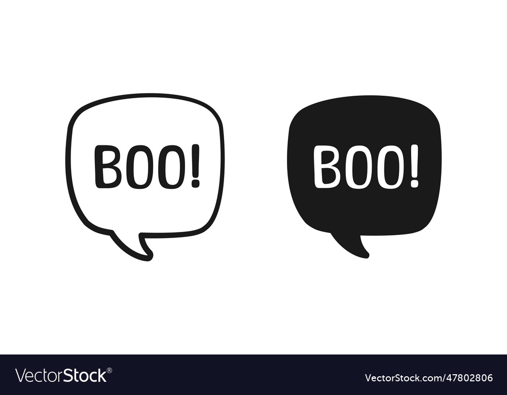Boo text in speech bubble outline and silhouette Vector Image