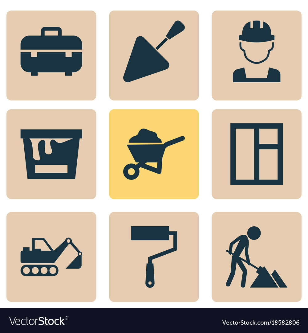 Construction icons set includes Royalty Free Vector Image