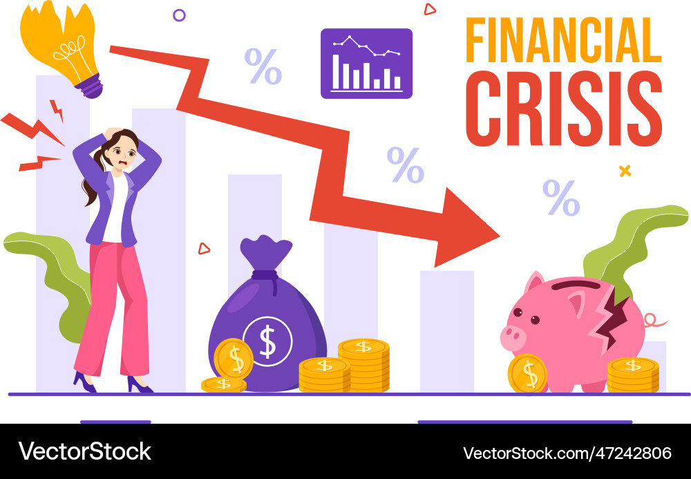 Financial crisis with bankruptcy collapse Vector Image