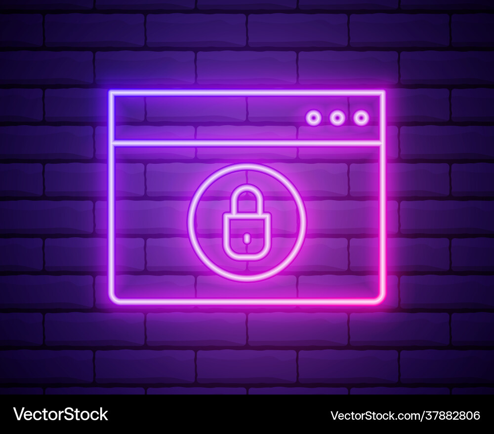 Glowing neon line password protection and safety Vector Image